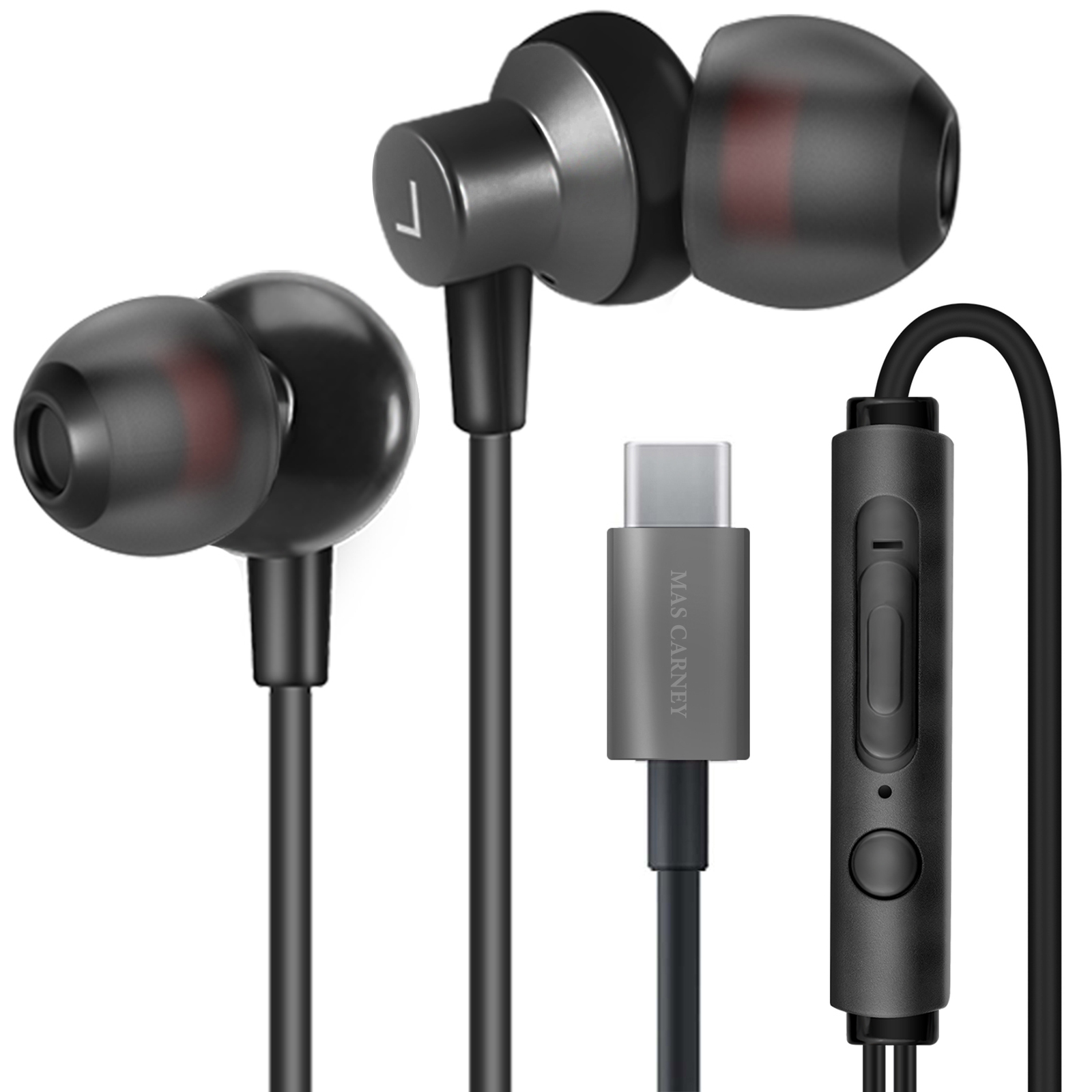 MAS CARNEY TI3 Wired USB Type C Headphones, USB C Earbuds, in-Ear ...